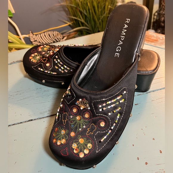 Rampage | Shoes | Vintage Rampage Black Beaded Clogs | Poshmark